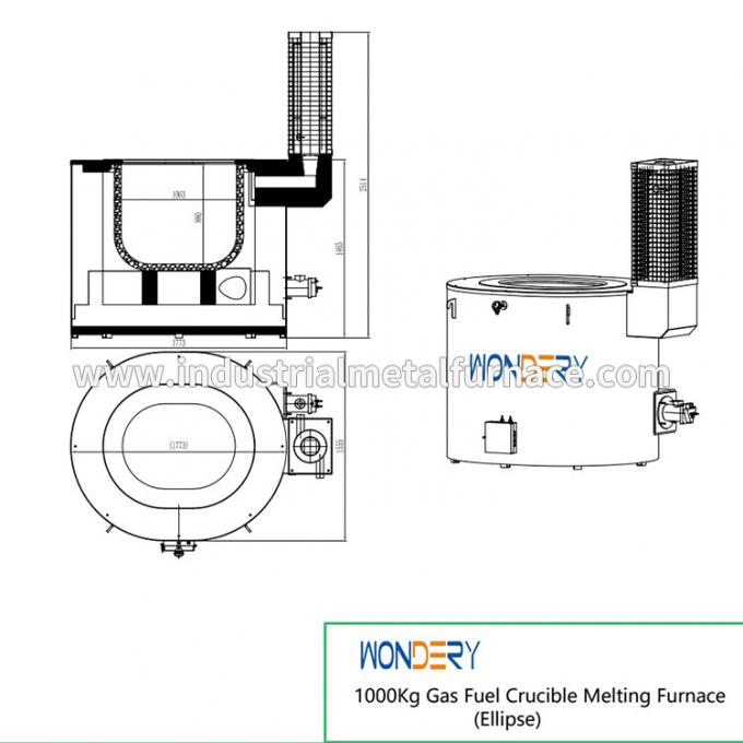 Gas Fired Graphite Crucible 300 to 1000 kg Industrial Aluminum Melting ...